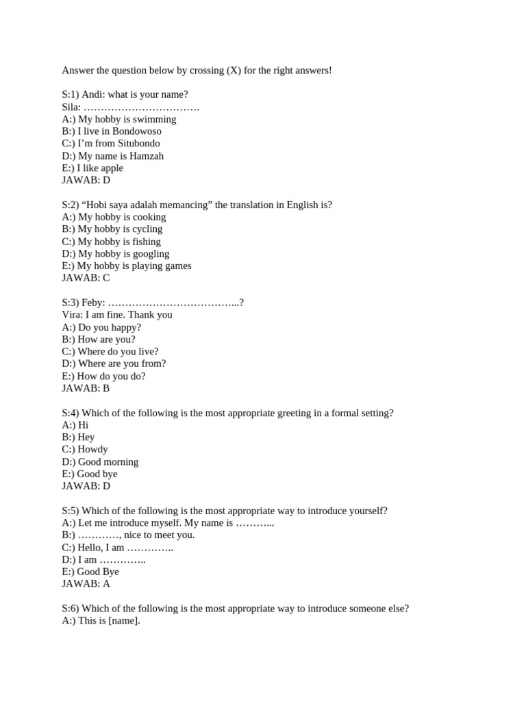 Soal Bahasa Inggris Kls X | PDF
