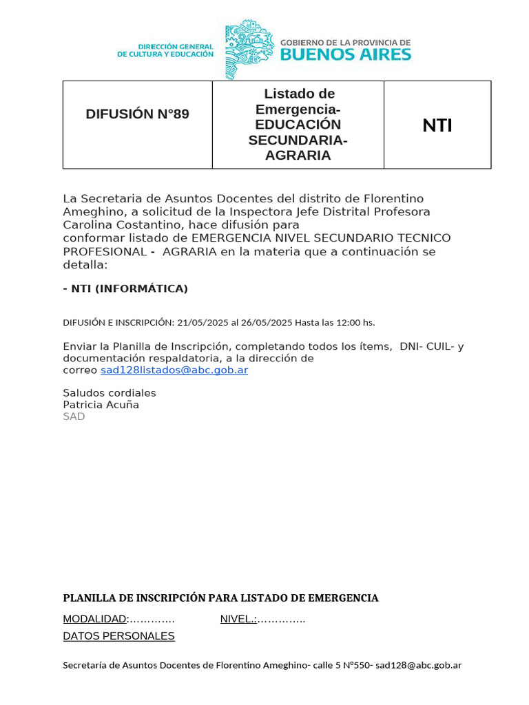 COMUNICADO OFICIAL 89 EMERGENCIA (2) | PDF