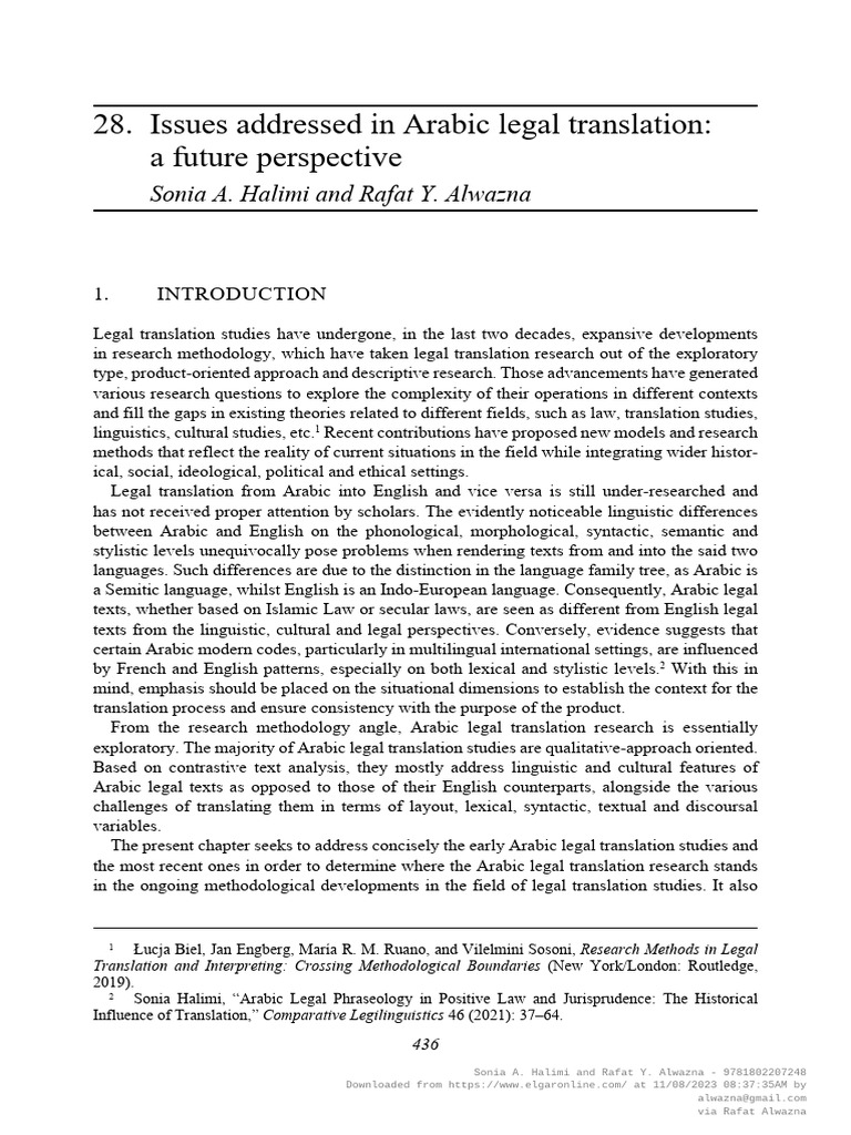 Arabic Legal Translation: Future Perspectives | PDF | Linguistics ...