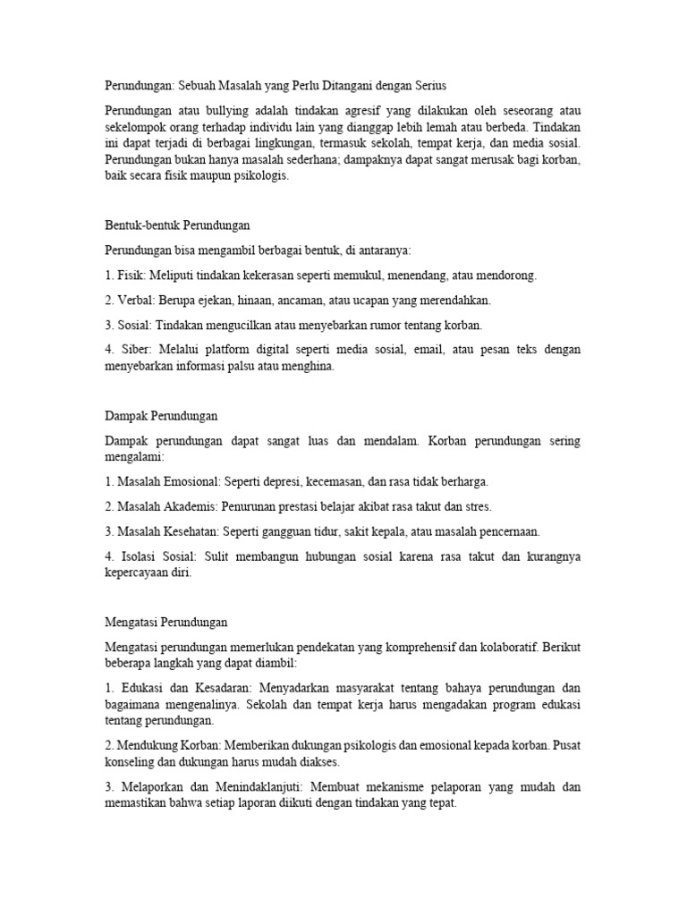 Mengatasi Perundungan: Dampak dan Solusi | PDF