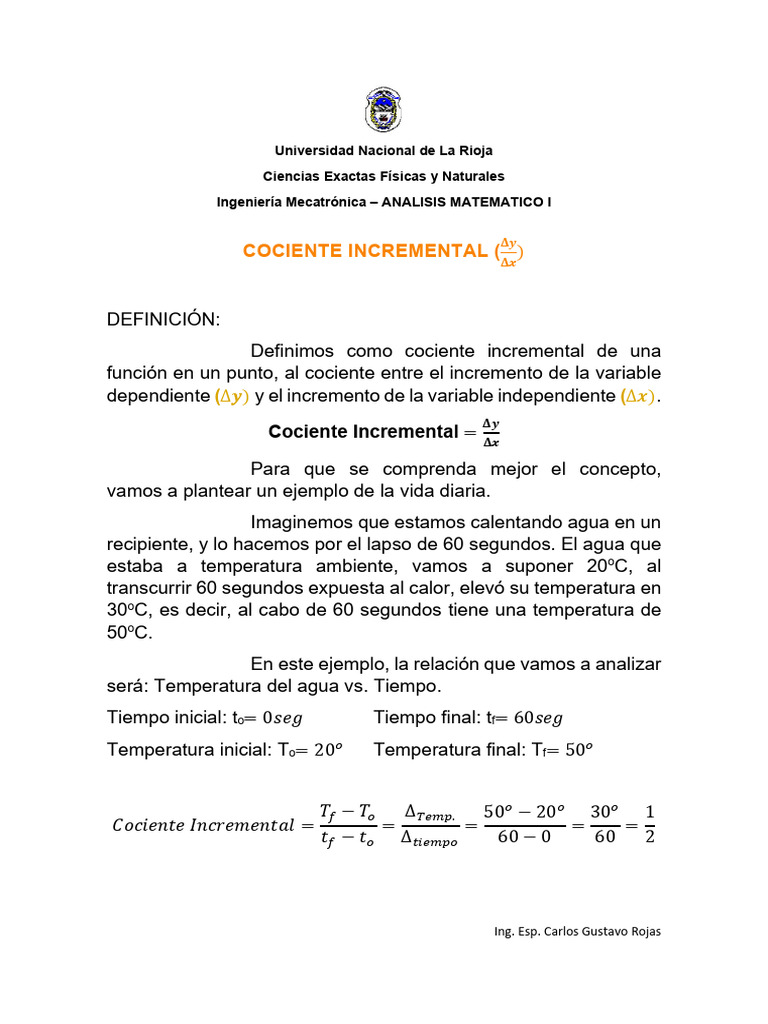 E-Clase 10 Cociente Incremental | PDF | Función (Matemáticas) | Temperatura