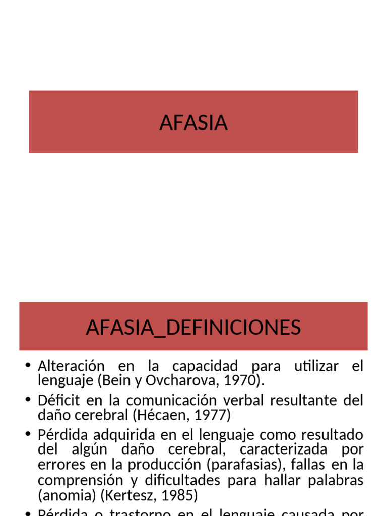 Clase Afasia | PDF | Afasia | Ciencias del comportamiento
