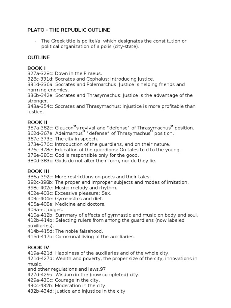 PLATO Republic Outline | PDF | Truth | Science
