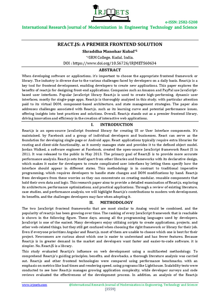2024 Jul React.j - A Premier Frontend Solution | PDF | Web Development | Java Script