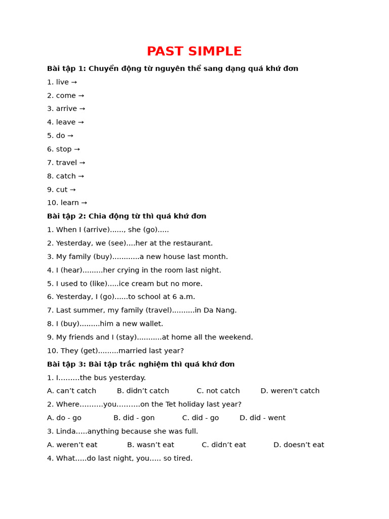Past Simple Verb Exercises and Practice | PDF | Chess Theory