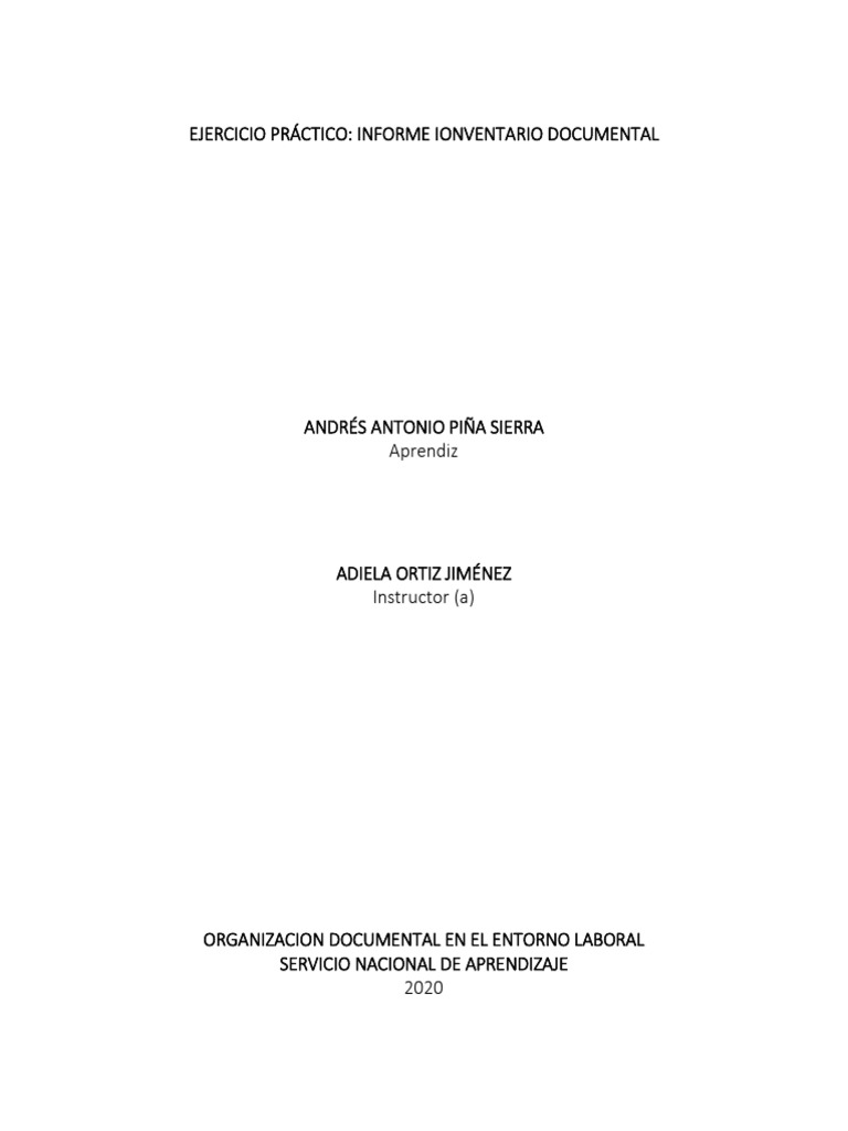 Ejercicio práctico - Informe inventario documental | PDF