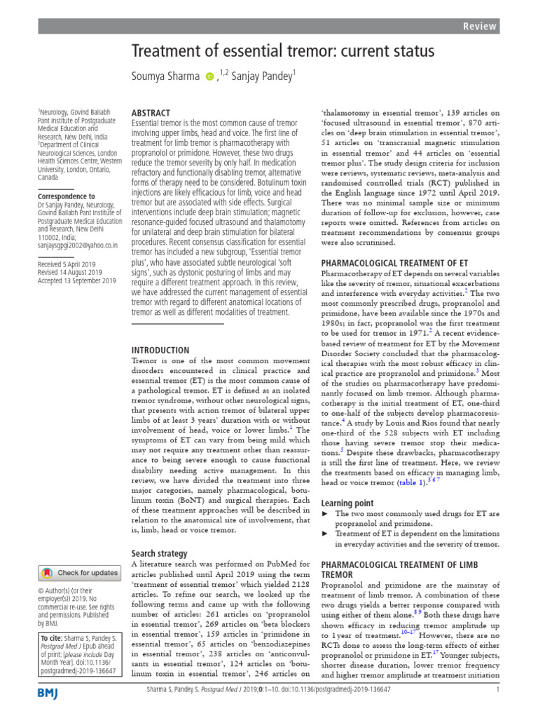 Essential Tremor Treatment Overview | PDF | Deep Brain Stimulation ...