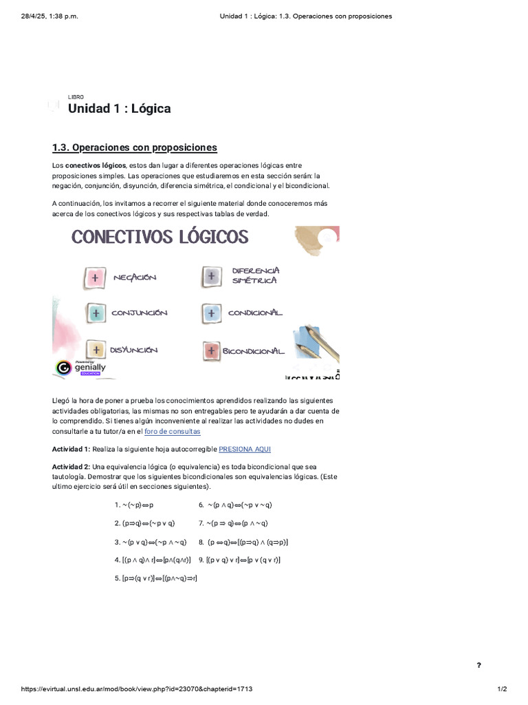 Operaciones Lógicas: Bicondicionales | PDF | Matemáticas | Lógica ...