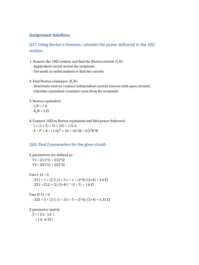 Assignment Solutions Q17 Q63 Q74 Q83 | PDF