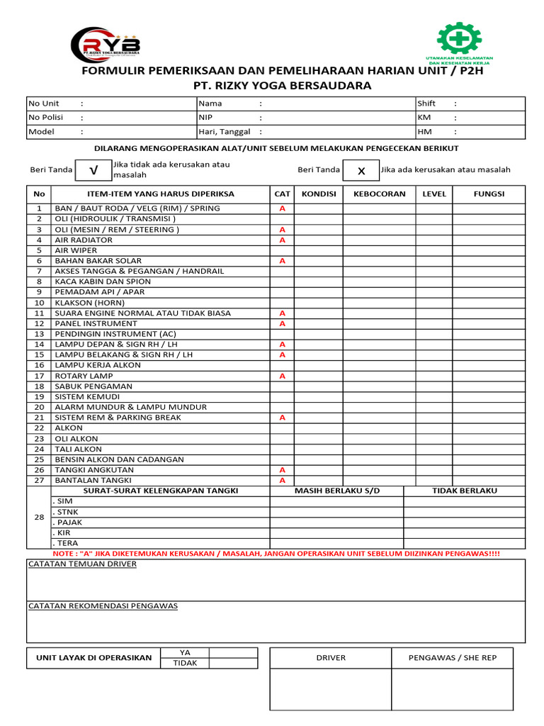 Form P2H Unit Pt. Ryb | PDF