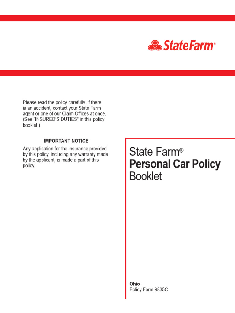 Car Policy State Farm | PDF | Liability Insurance | Insurance