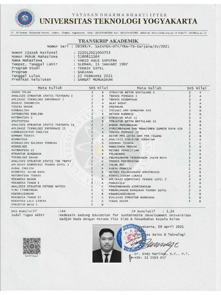 Transkrip Nilai Varid | PDF