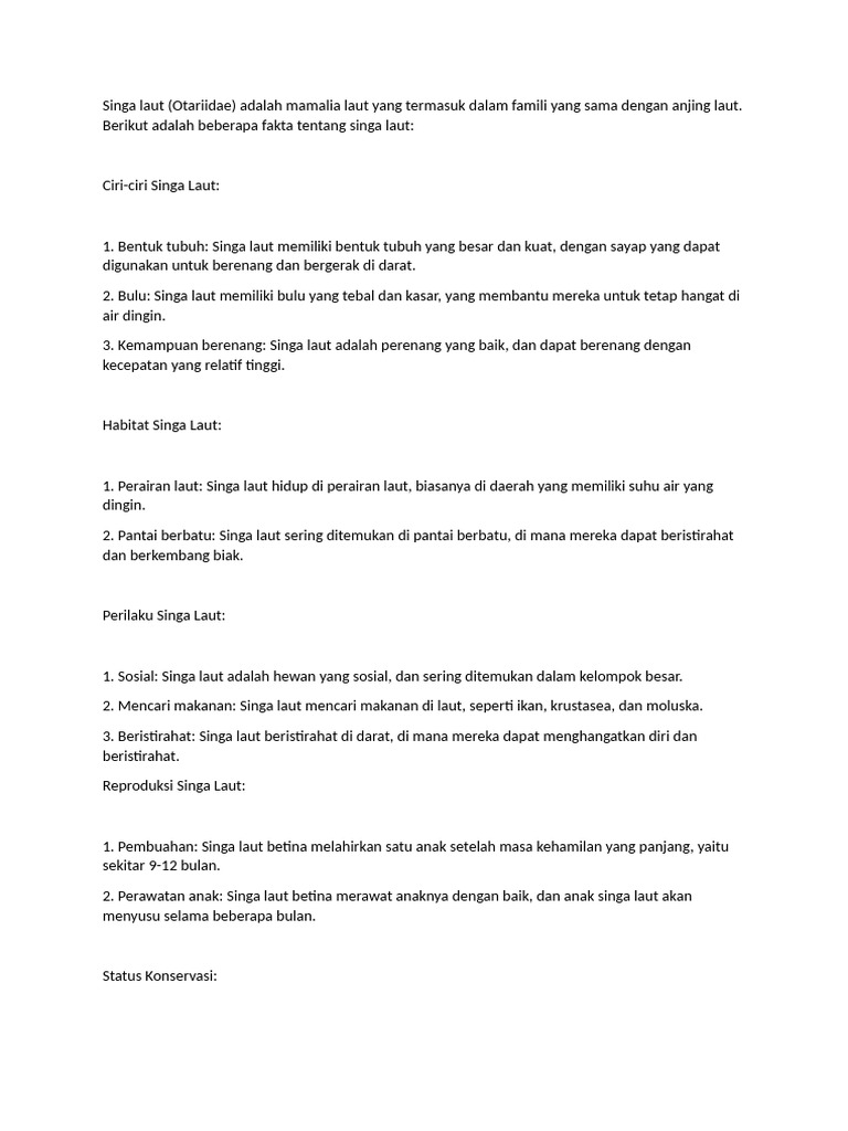 Mengenal Singa Laut | PDF