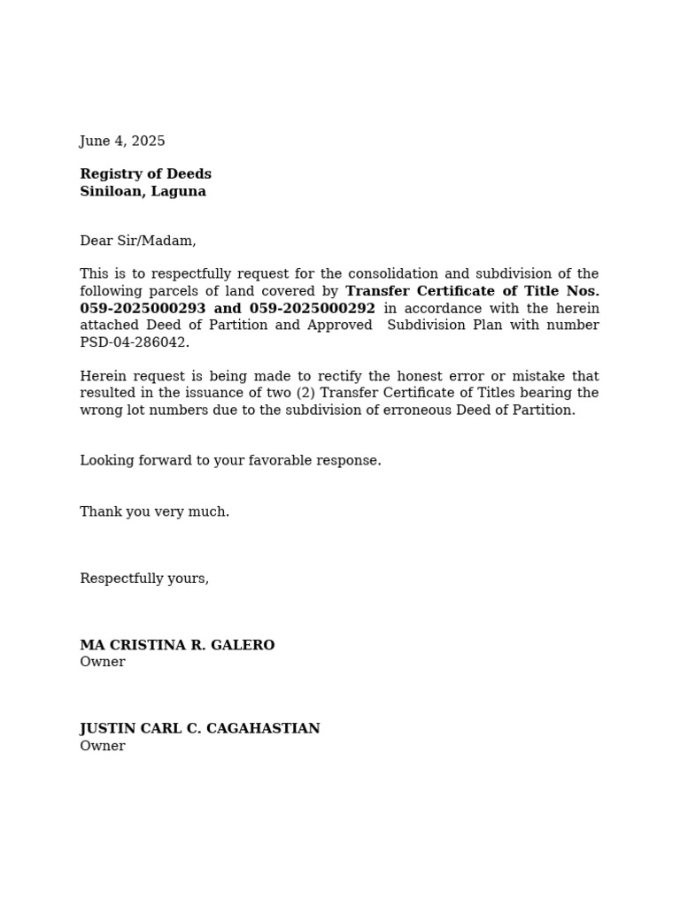 Letter Request RD | PDF