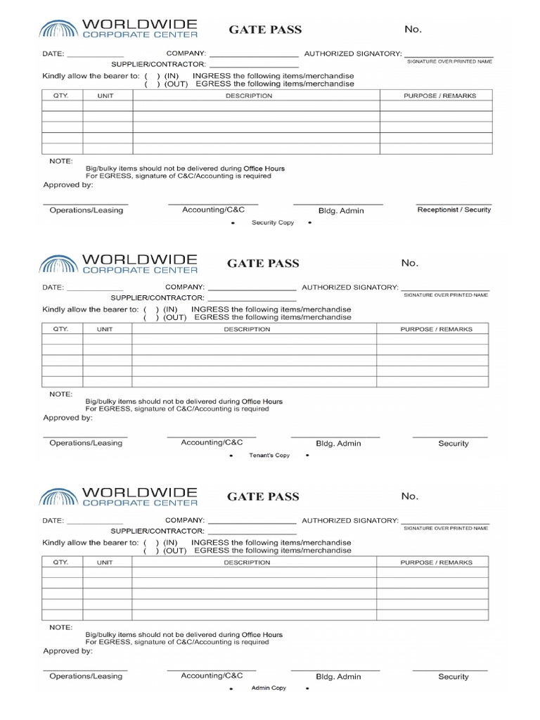 WCC - Gate Pass 2020.form | PDF