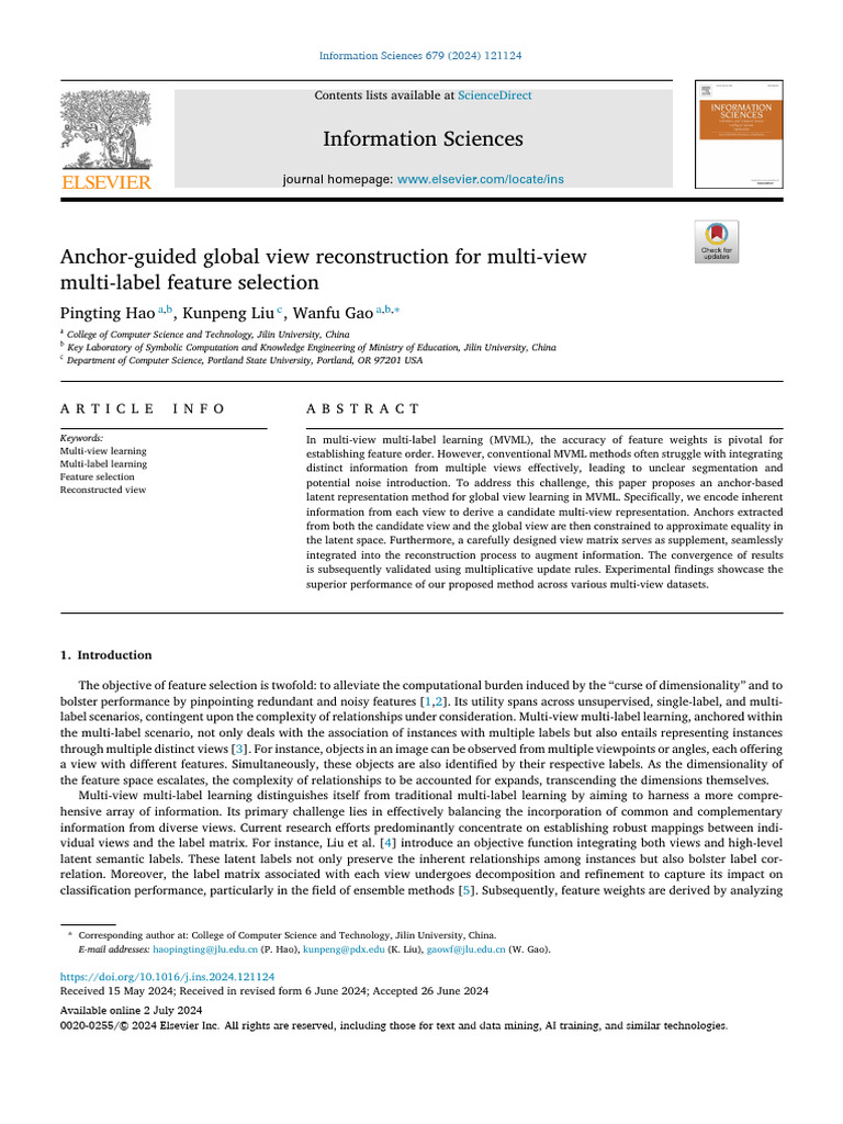 Anchor-Guided Global View Reconstruction For Multi-View Multi-Label Feature Selection | PDF ...