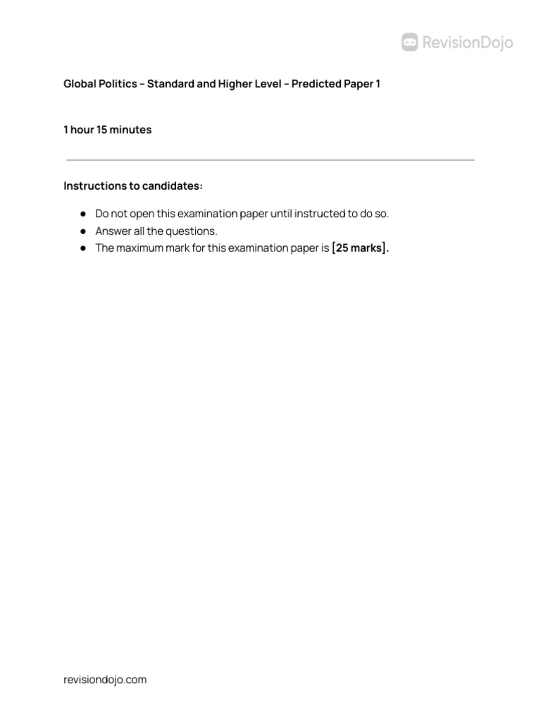 Global Politics Predicted Paper 1 | PDF | Authoritarianism | Democracy