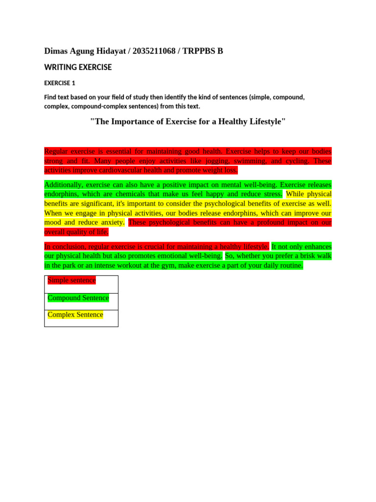 Dimas Agung H - Writing Exercises | PDF | Well Being | Smoking