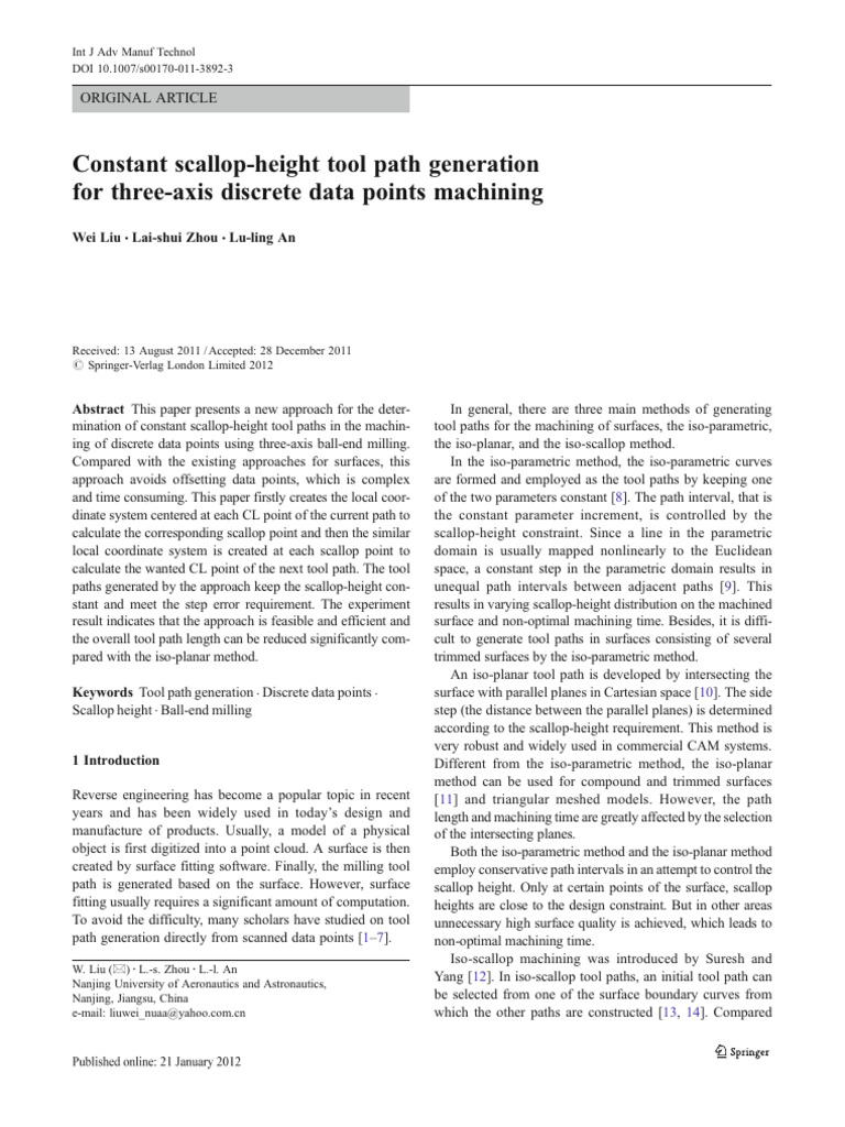 Constant Scallop-Height Tool Path Generation For 3-Axis Discrete Data ...