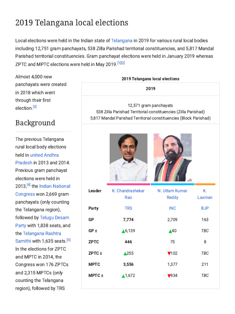 Telangana 2019 Local Election Results | PDF | Government Of India ...