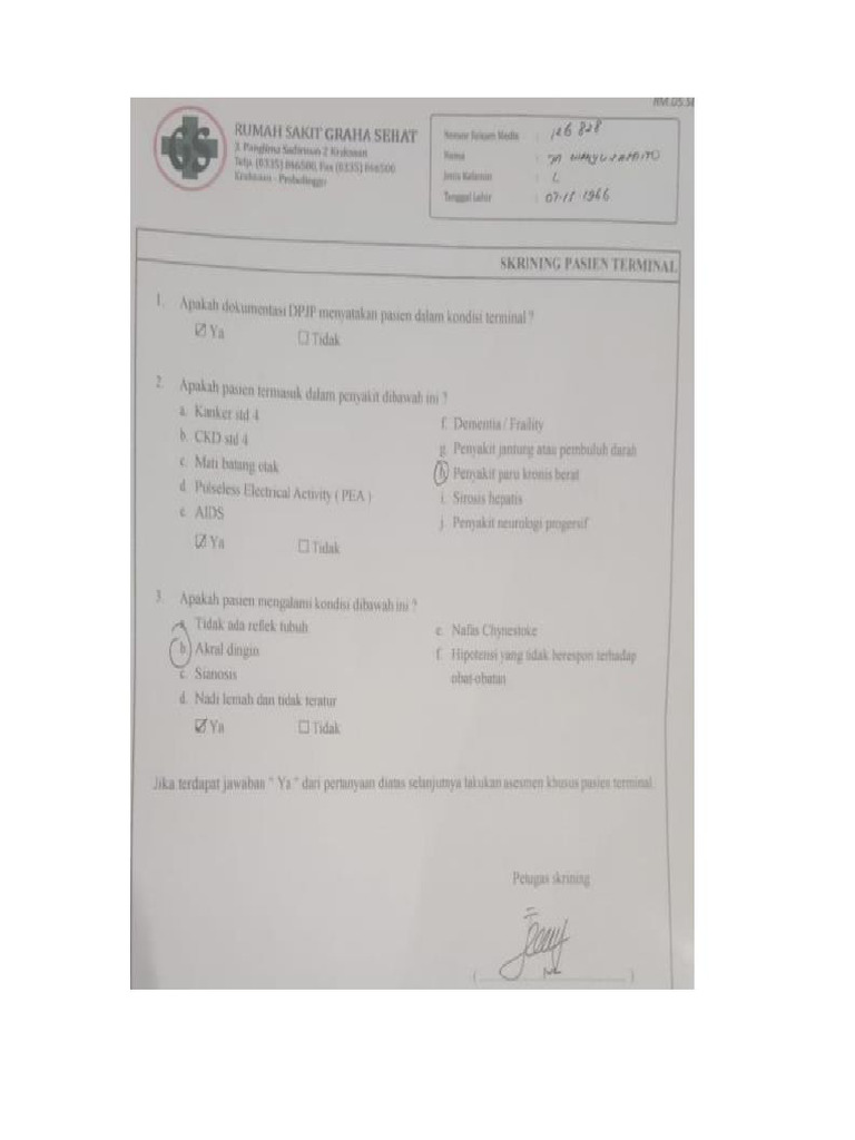 Skrinning Pasien Terminal | PDF