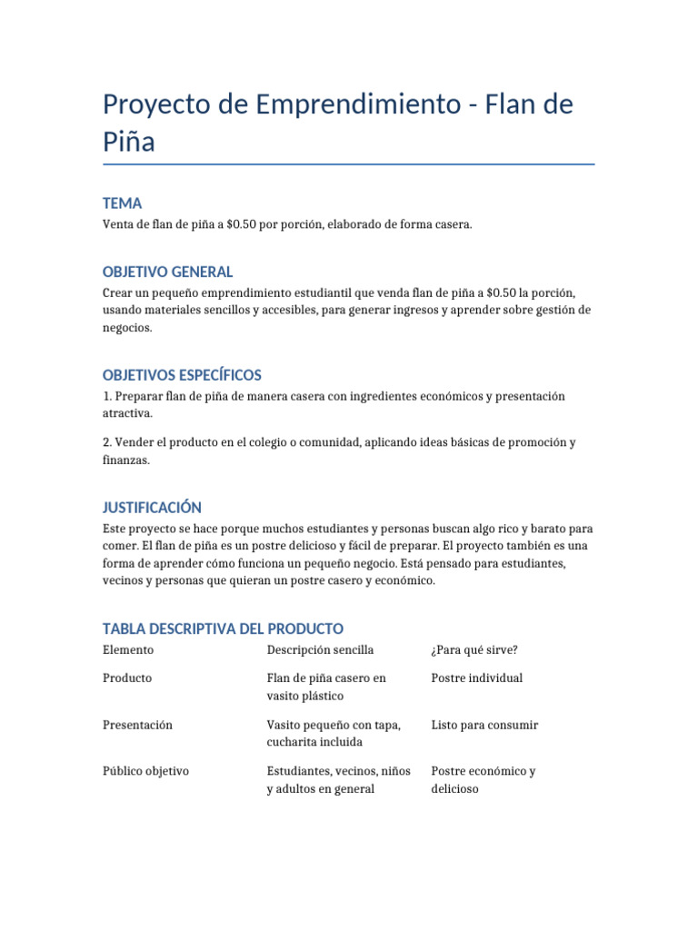 Proyecto Flan Tercero | PDF