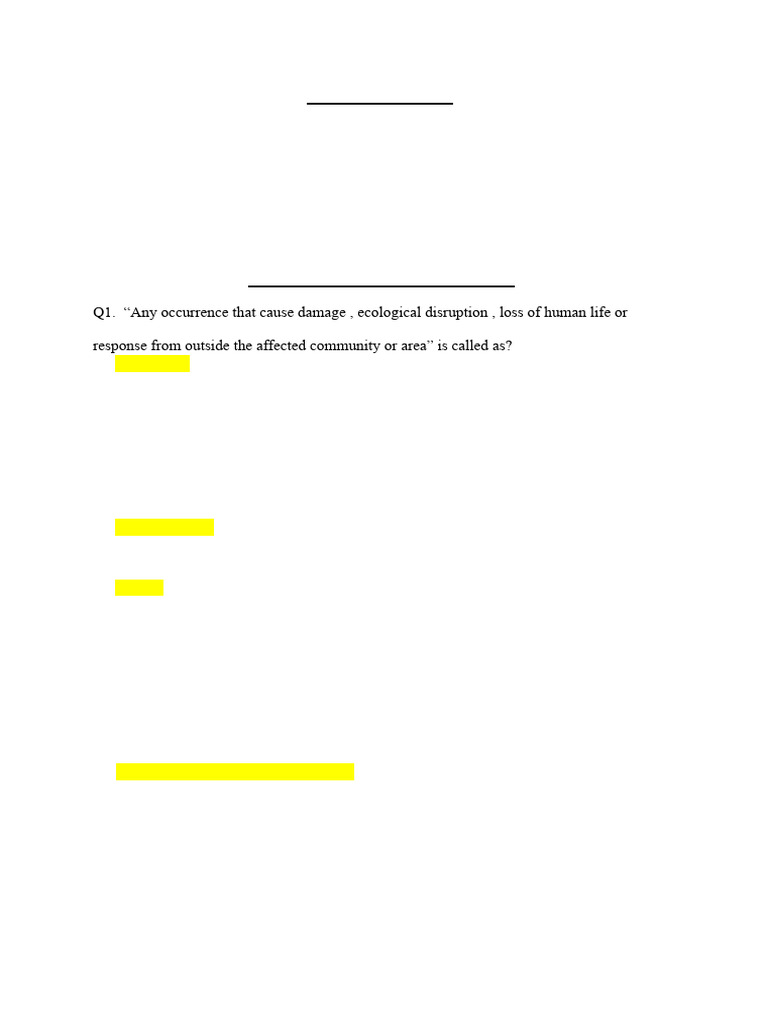 Disaster Questionairre Final | PDF | Paramedic | Emergency Department