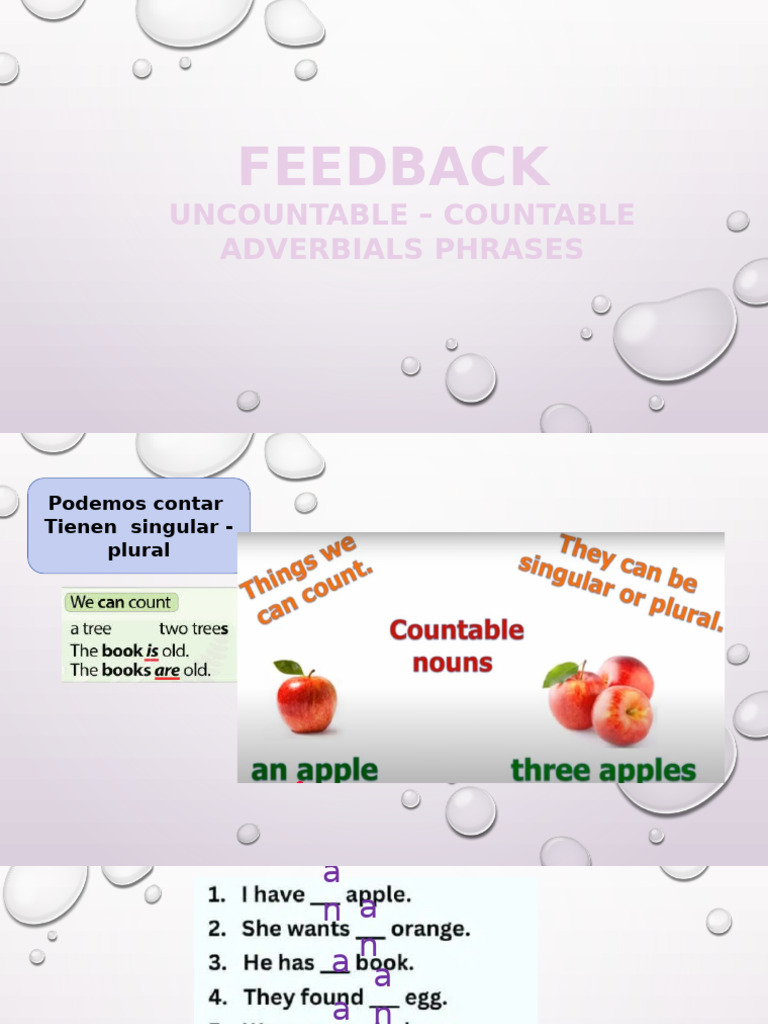 Feedback - Uncountable - Adverbials Phrases | PDF