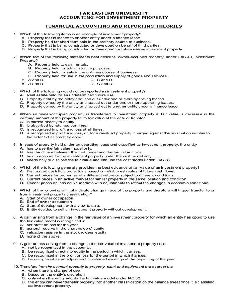 Accounting for Investment Property | PDF | Fair Value | Equity (Finance)