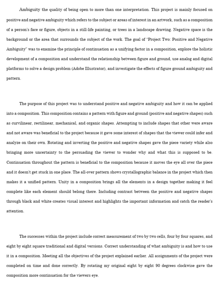 Postive and Negative Ambiguity One Page Paper | PDF | Composition ...
