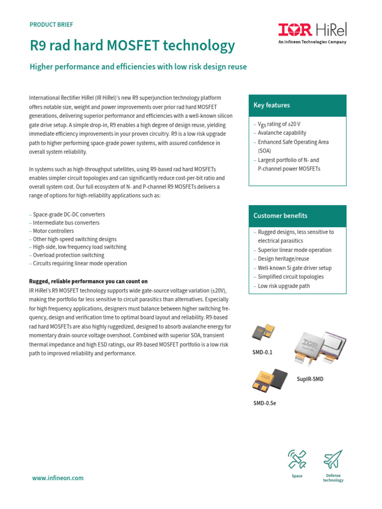 Infineon-R9 Rad Hard MOSFET Technology Product Brief-ProductBrief-V02 00-En | PDF | Mosfet ...