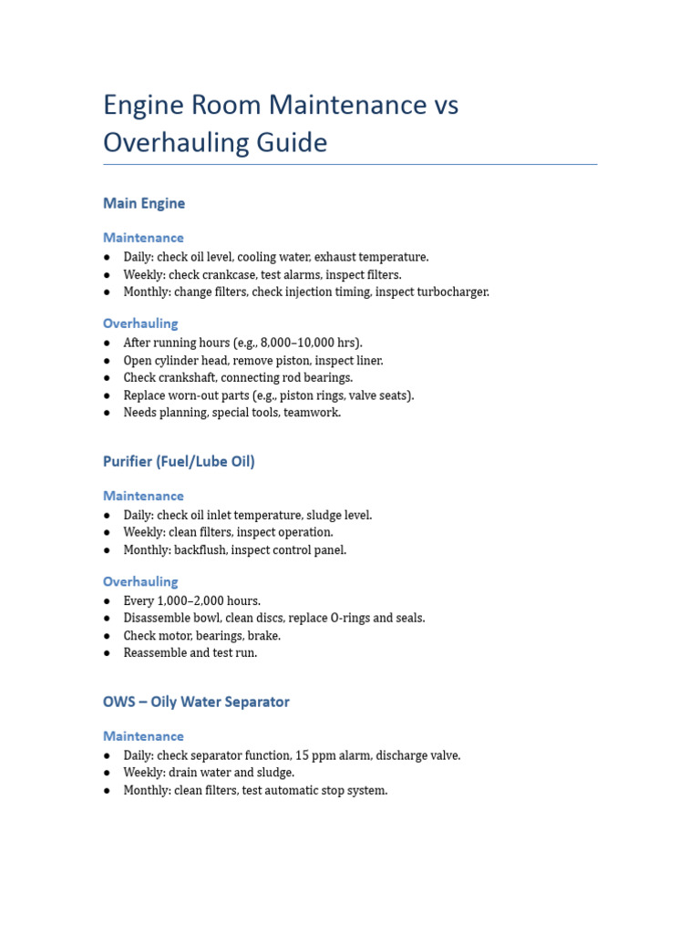 Engine Maintenance Vs Overhauling | PDF