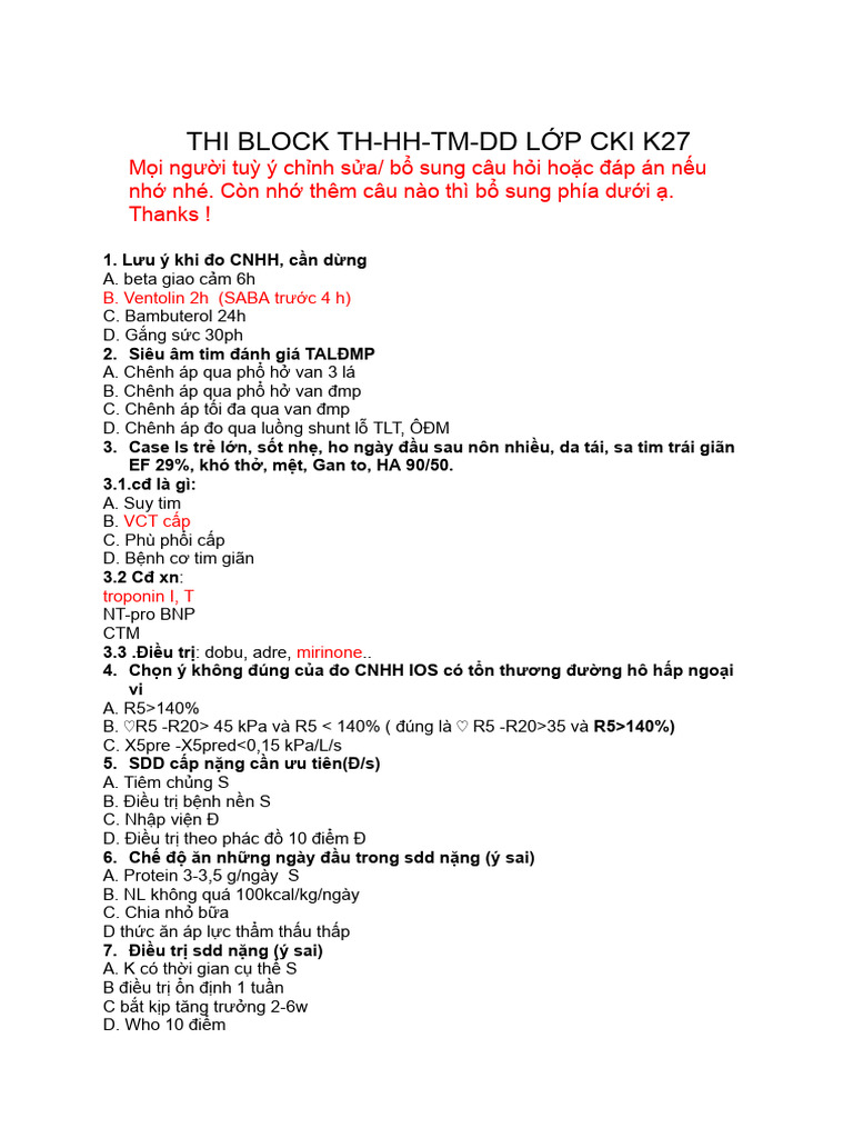 Thi Block TH-HH-TM-DD Lớp Cki K27 | PDF