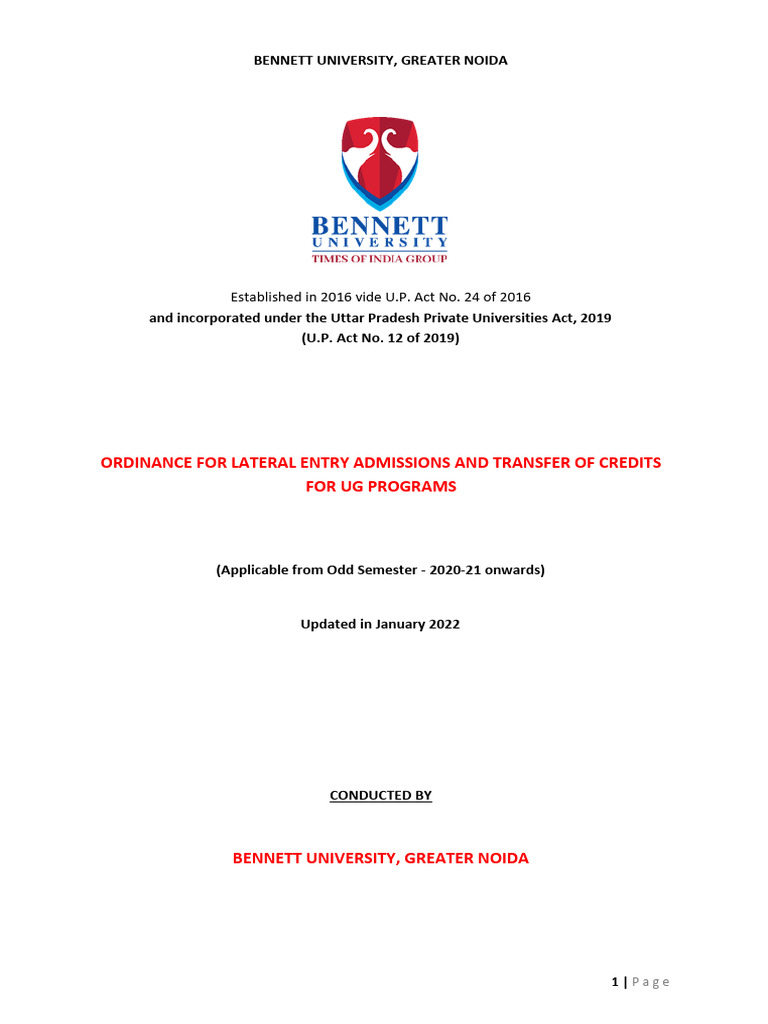 Lateral Entry Admissions Ordinance | PDF | University And College ...