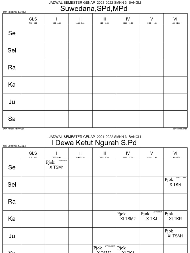 Jadwal Perguru GLS 2021-2022 | PDF