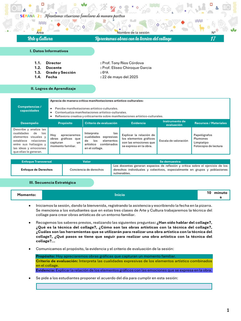 Sesión 17 - Apreciamos Obras Con La Ténica Del Collage | PDF | Collage ...