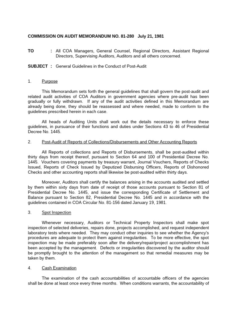 Memo81 280 | PDF | Audit | Financial Audit