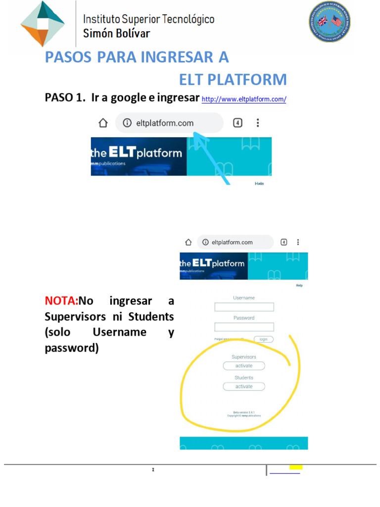 Pasos para Ingresar A Elt Platform | PDF