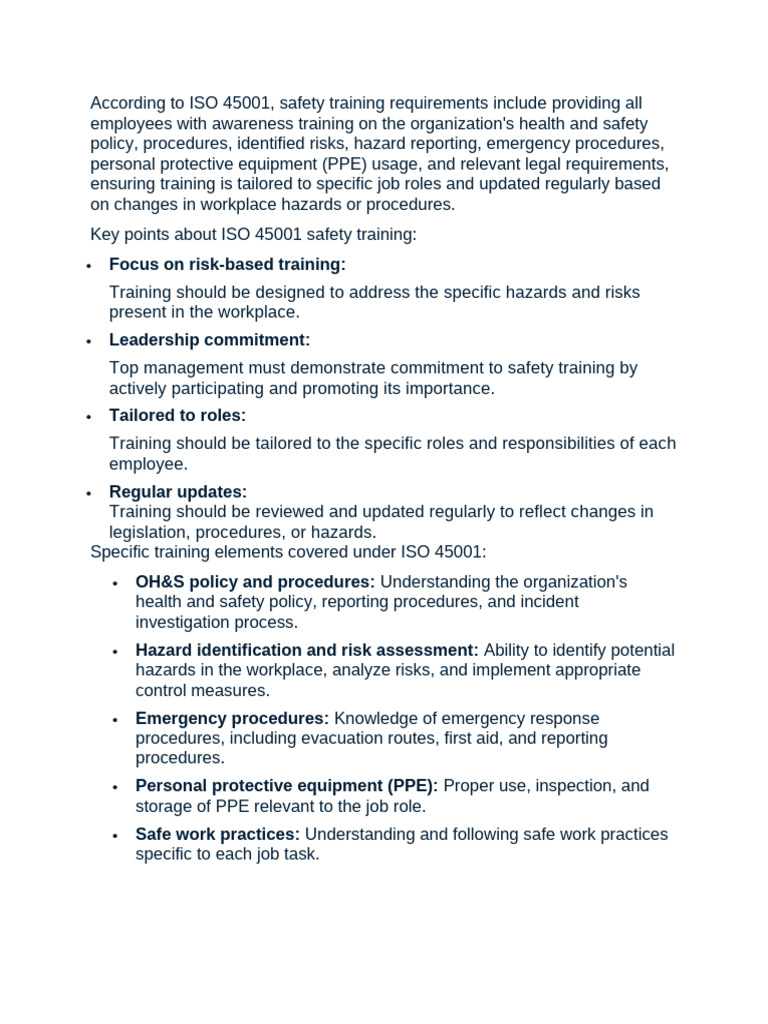 ISO 45001 Safety Training Essentials | PDF