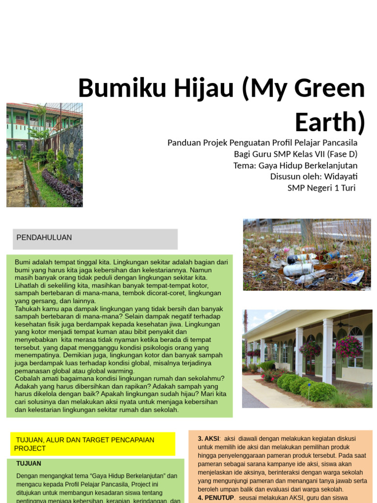 BUMIKU HIJAU - MODUL P5 TEMA GAYA HIDUP BERKELANJUTAN | PDF