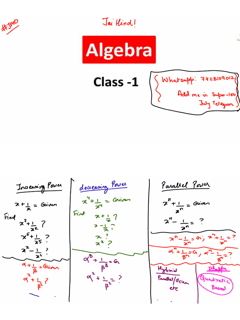 Class-1 Algebra QA | PDF
