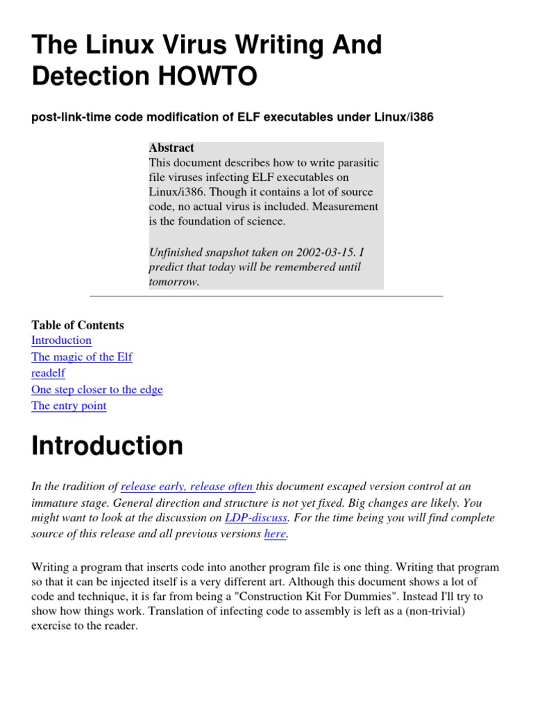 Writing Virus Linux | PDF | Computer Virus | Source Code