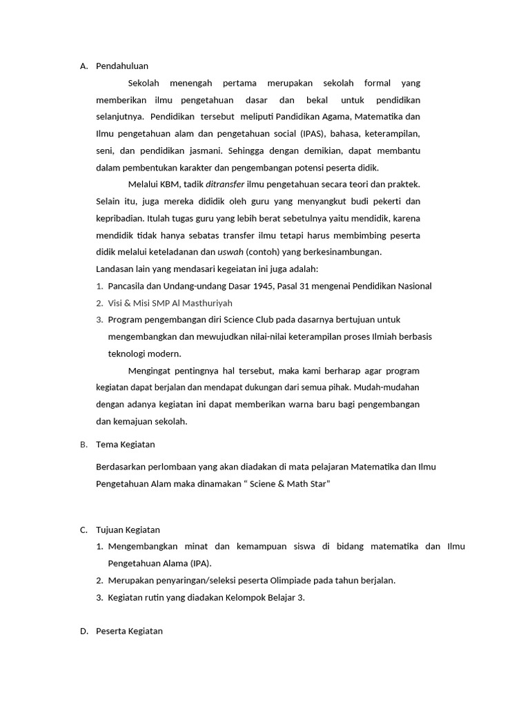 Proposal Star Math Science | PDF