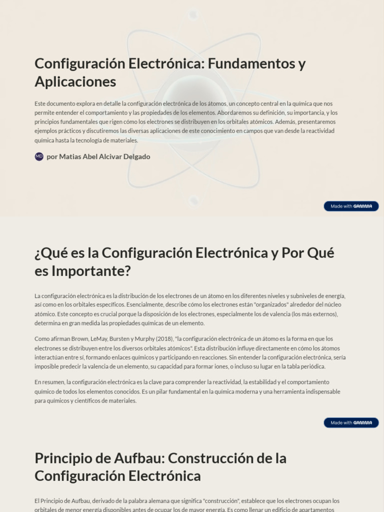 Configuracion Electronica Fundamentos y Aplicaciones | PDF | Configuración electronica | Química