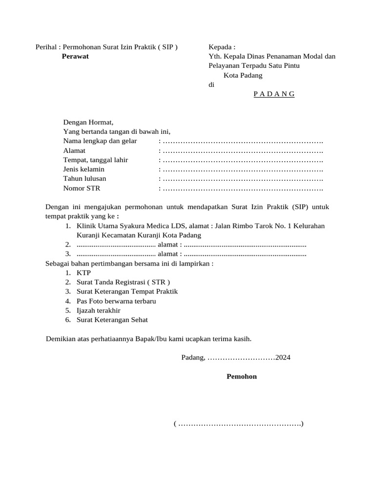 Form Permohonan Sip | PDF