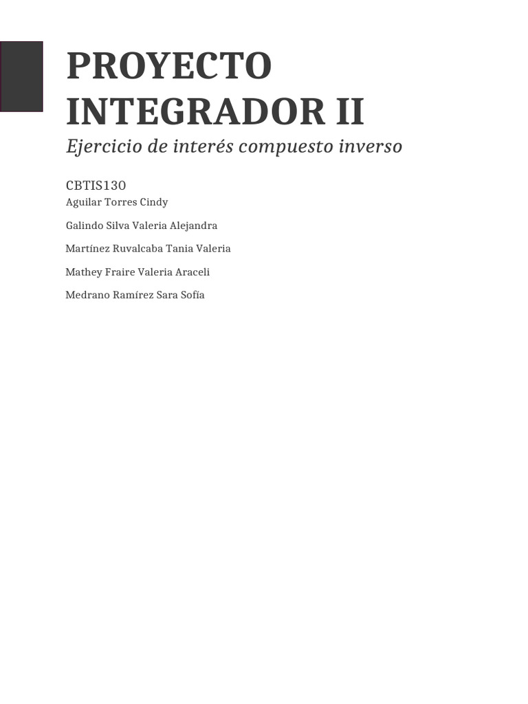 Proyecto Integrador Ii: Ejercicio de Interés Compuesto Inverso | PDF