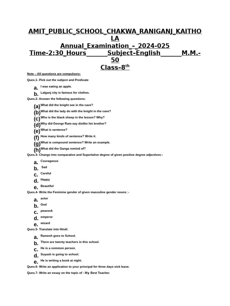 Annual Examination | PDF