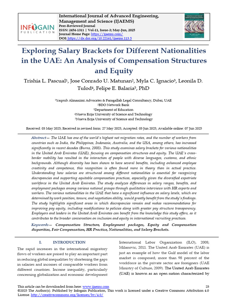 Exploring Salary Brackets For Different Nationalities in The UAE: An Analysis of Compensation ...