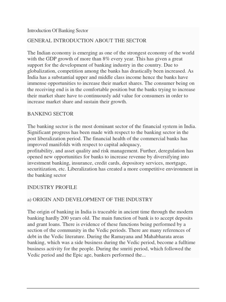 Introduction of Banking Sector | PDF | Banks | Service Industries