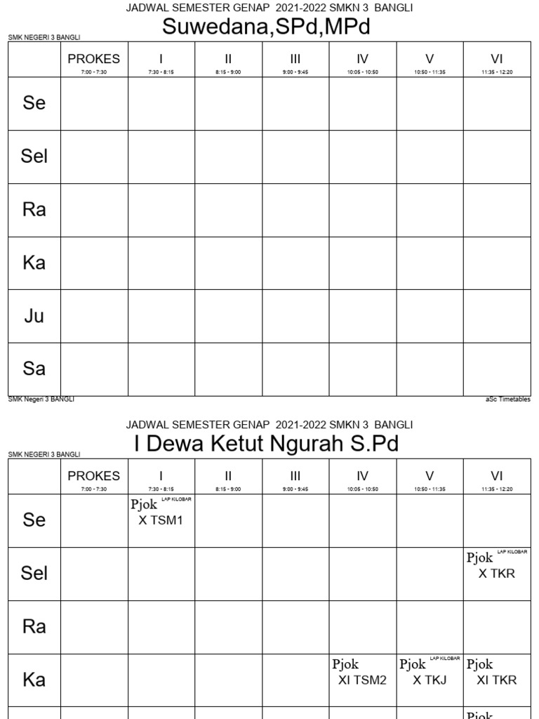 Jadwal Perguru 100 Edit 2021-2022 | PDF